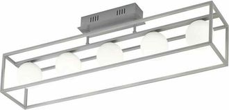 Wofi Leuchten Deckenleuchte Wohnzimmerlampe led Glas Deckenlampe silber Deckenlampe, Metall Glas, 5x led 3,5W 320Lm 3000K, HxBxT 24x87x16 cm Wofi 9341.05.64.8000