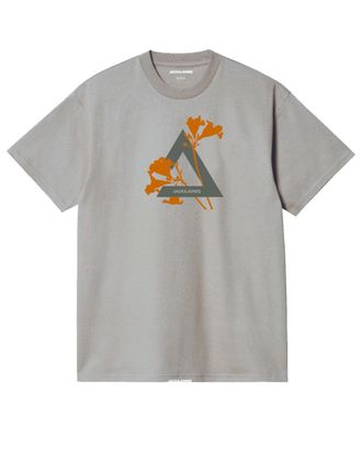 Jack & Jones Herren Jcofloral Triangle Tee Ss Crew Neck FST T-Shirt, Moonbeam, M