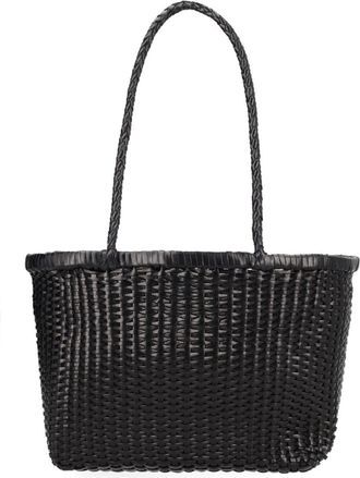 Dragon Diffusion Womens Shoulder Bag B Weave Black Leather