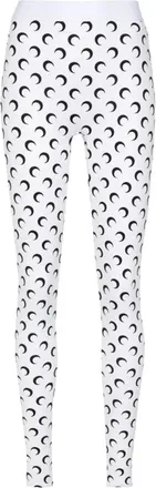 Marine Serre Femme, Pantalons, Blanc, Taille: 36 FR Moon Printed Jersey Leggings