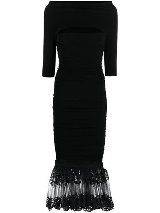 Philosophy di Lorenzo Serafini robe bustier &agrave; fronces - Noir