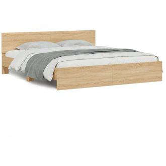 Les Tendances Cadre de lit avec t&ecirc;te de lit ch&ecirc;ne sonoma 160x200