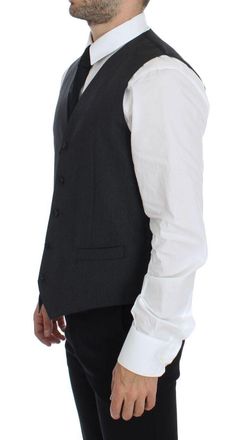Dolce & Gabbana Mens Gray Wool Formal Dress Vest Gilet Weste