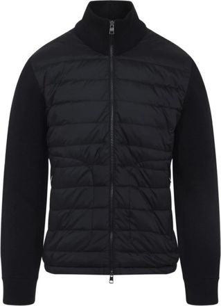 Moncler Homme, Vestes, Noir, Taille: 2XL Pull Noir À Fermeture Éclair Poches