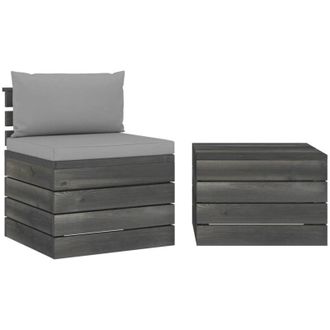 vidaXL 2-tlg. Garten-Sofagarnitur aus Paletten mit Kissen Kiefernholz Vidaxl