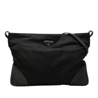 Prada Pre-owned Sac bandouli&egrave;re en nylon et cuir - Femme - Pre-owned - Noir - Taille: ONE Size