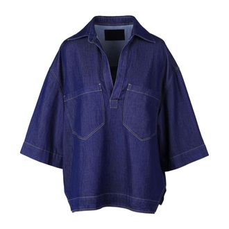 Dondup Femme, Blouses et Chemises, Bleu, Taille: 38 FR Camicia denim a scatoletta