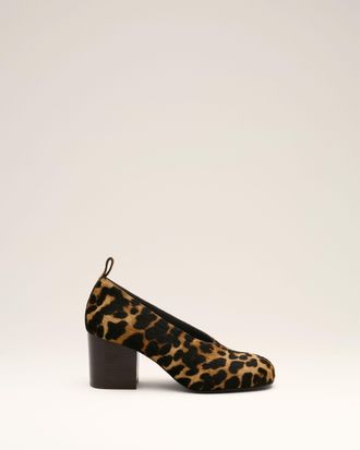 Ami Ami Paris - Escarpins imprim&eacute;s l&eacute;opard en cuir de vachette Sable & marron Chocolat - Taille : 36 - pour Femme