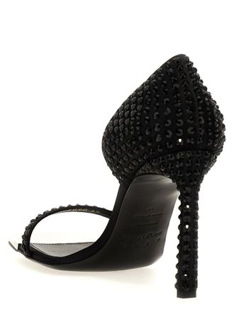 Sergio Rossi Rhinestone-Embellished Sandal Heel - Black