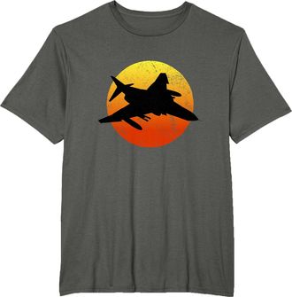 The Salty Veteran F-4 Phantom Silhouette Retro Sonnenuntergang Milit&auml;rjet F4 T-Shirt