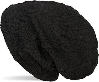 styleBREAKER Bonnet Beanie Chaud tricot&eacute; avec Motif tress&eacute;, Doublure int&eacute;rieure en Polaire, Bonnet Mou, Unisexe 04024131, Couleur:Noir