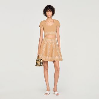 Sandro Pullover mit Kontraststickerei