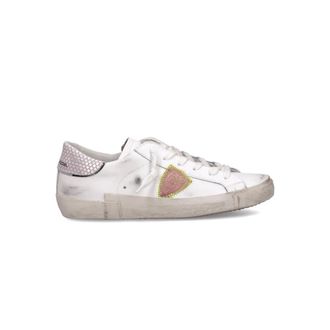 Philippe Model Einzigartige wei&szlig;e Ledersneaker mit pinkfarbenem Python-Detail - - Shoes - Damen - Wei&szlig; - 40 EU