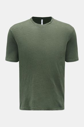 04651/ Herren - Leinen Rundhals-T-Shirt Linen Jersey oliv