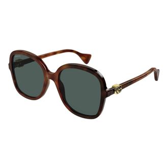 Gucci Havana/Gr&uuml;ne Sonnenbrille - - Accessories - Damen - Braun - 56 MM