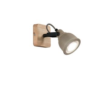 Luce-Ambiente-Design Kisa Wall Lamp With Wooden Base and Natural Cement Diffuser
