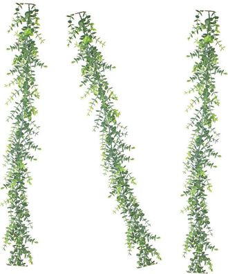 Cabilock 3 St&uuml;ck Teiliges K&uuml;nstliche Eukalyptus Girlande Realistische H&auml;ngende Dekorative Pflanzenranke aus Hochwertigem Kunststoff UV best&auml;ndig Pflegefrei f&uuml;r