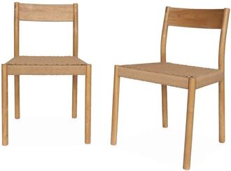 Sweeek Sweeek - Lot de 2 chaises naturelles en bois et cordage. Ella. l 49.5 x p 53 x h 82cm