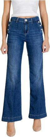 Liu Jo Femme, Jeans, Bleu, Taille: W33 Jean &Eacute;vas&eacute; en M&eacute;lange de Coton avec Fermeture &Eacute;clair et Poches