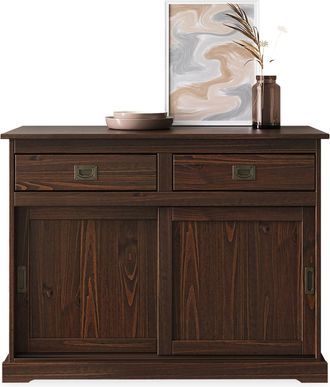 IDIMEX Kommode Savona, Sideboard mit 2 T&uuml;ren 2 Schubladen, Kiefer massiv, Oberfl&auml;che Nussbaum, Buffetschrank, Geschirrschrank, Massivholz