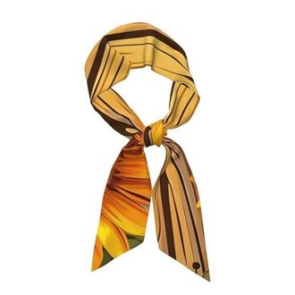 Generic &Eacute;charpe tournesol pour femme - &Eacute;charpe tour de cou pour sac &agrave; main vintage en bois satin&eacute; et soie - Pour le sport, le yoga, le visage