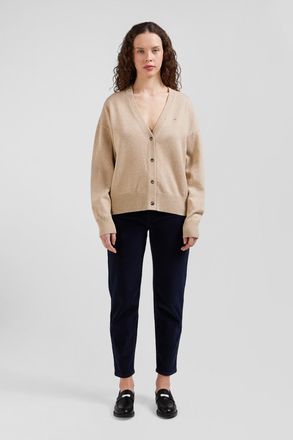 Eden Park Cardigan En Laine Et Coton Beige Coupe Relaxed