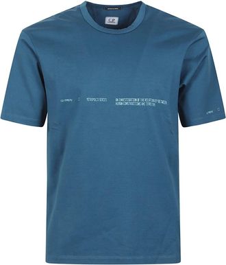 C.P. Company C.p. Company, Homme, Tops, Bleu, Taille: L T-Shirt Manches Courtes en Jersey Merceris&eacute; Collection Metropolis