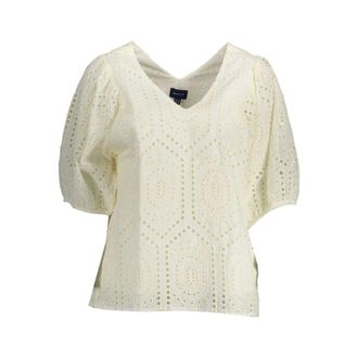 GANT Kurz&auml;rmeliges T-Shirt mit V-Ausschnitt - - Blouses & Shirts - Damen - Wei&szlig; - S