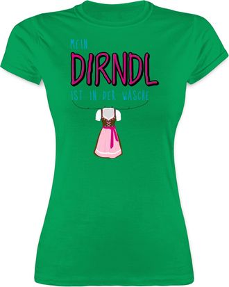 Shirtracer Shirt Damen - Kompatibel mit Oktoberfest - Mein Dirndl ist in der W&auml;sche - L - Gr&uuml;n - trachtenoberteile trachtenshirt bayrische dirnl Tshirt trachtens
