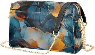 Mnsruu Sacs à bandoulière pour femme, sac à main en cuir texturé bleu et orange