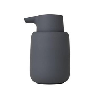 Blomus Distributeur de Savon, C&eacute;ramique, Plastique, Silicone, Gris fonc&eacute;, H 14 cm, T 9,5 cm, &Oslash; 8,5, V 0,25 l 69039