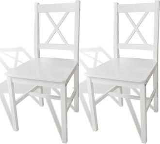 vidaXL Esszimmerstühle 2 Stk. Weiß Kiefernholz - Vidaxl
