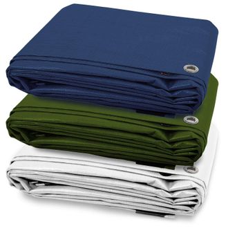 Casa Pura Universal Abdeckplane 140g/m&sup2; | viele Gr&ouml;&szlig;en | rei&szlig;feste Tarpaulin Gewebeplane | wasserdicht, mit &Ouml;sen | gro&szlig;e Plane f&uuml;r Holz, Anh&auml;nger, Boot, LKW, Ca