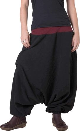 vishes Alternative Bekleidung - Haremshose aus Fleece Einheitsgr&ouml;&szlig;e/Lange Gr&ouml;&szlig;e schwarzrot 44-50