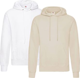 Fruit Of The Loom Herren Kapuzenpullover S M L XL XXL 3XL 4XL 5XL auch Sets, 1x Weiss + 1x Natur + 1x HL-Kauf Notizblock, XXL