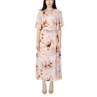 Vila Blumiges V-Ausschnitt Kleid Rosa Polyester - - Dresses - Damen - Mehrfarbig - M