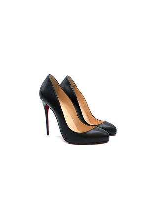 Christian Louboutin Kate 100 Point Toe Black Leather Pumps Size 36.5
