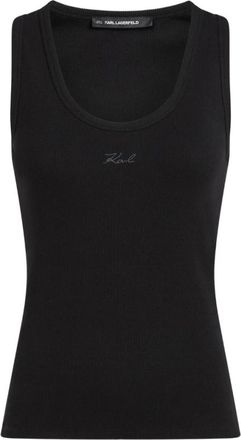 Karl Lagerfeld Femme, Tops, Noir, Taille: 40 FR Logo Embroidered Tank Top