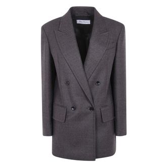 Max Mara Veste Pulvino en Laine Shetland - Femme - Vestes - Gris - Taille: 38 FR