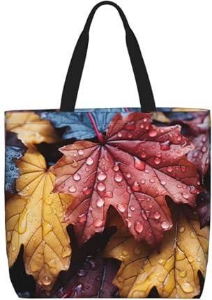 Generic Feuilles D&Eacute;rable DAutomne Sac Courses L&eacute;ger Tote Bag Grand Sac Fourre Tout Pour Travail Shopping Quotidienne