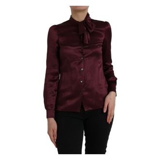 Dolce & Gabbana Seidenbluse mit Ascot-Kragen Braun - - Blouses & Shirts - Damen - Braun - 2XS