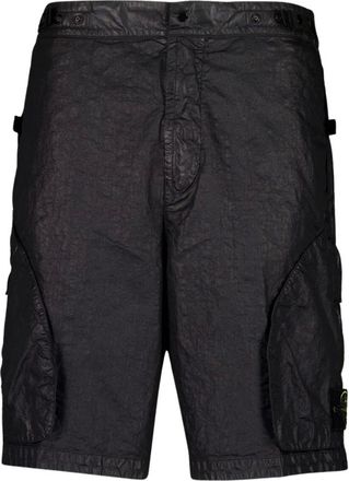 Stone Island Homme, Shorts, Noir, Taille: W32 Pantalon Cargo Noir avec Tissu Panama