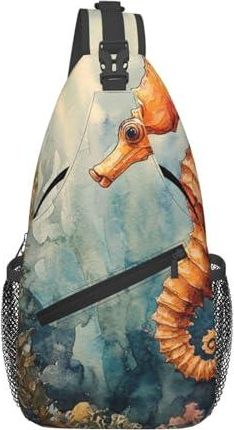 Generic Sac &agrave; dos &agrave; bandouli&egrave;re pour homme Motif hippocampe Vert