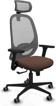 Piqueras y Crespo B&uuml;ro-B&uuml;rostuhl mit 3D-Armen, h&ouml;henverstellbare Lendenwirbelst&uuml;tze und h&ouml;henverstellbares Kopfteil, Grau/Dunkelbraun