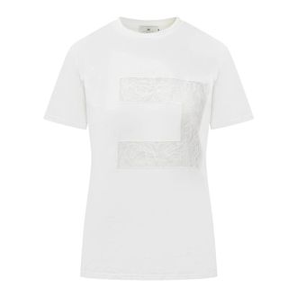 Elisabetta Franchi Viskose T-Shirt mit Rundhalsausschnitt - - Tops - Damen - Wei&szlig; - L