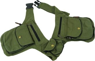 Guru Shop Stoff Sidebag, Doppelte G&uuml;rteltasche, Goa G&uuml;rteltasche - Olive, Unisex - Erwachsene, Baumwolle, 20x15x5 cm