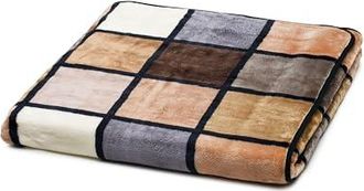 G&ouml;zze Couverture moelleuse, Feeling Cashmere, Tissu lourd 500 g/m&sup2;, Antigua, 150 x 200 cm - Taupe/Cr&egrave;me/Chocolat