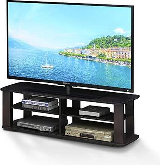 Furinno Nelly Entertainment Center TV-Ständer, Dunkle Walnuss, 110 (B) x 34 (H) x 33.3 (T) cm