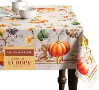 Maison d'Hermine Potiron Nappe 100% Coton pour la Cuisine d&icirc;ner Dessus de Table d&eacute;coration des f&ecirc;tes Mariage, f&ecirc;te m&egrave;ress Thanksgiving/No&euml;l (Rectangle, 160cm x 220cm)