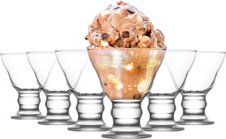 LAV 6X 255ml Orion Eisbecher aus Glas - Klein Mini K&uuml;che Fruchtsalat Eisbecher Kleinigkeit Nachtisch Cocktail Pudding Servierbecher Geschirr-Set